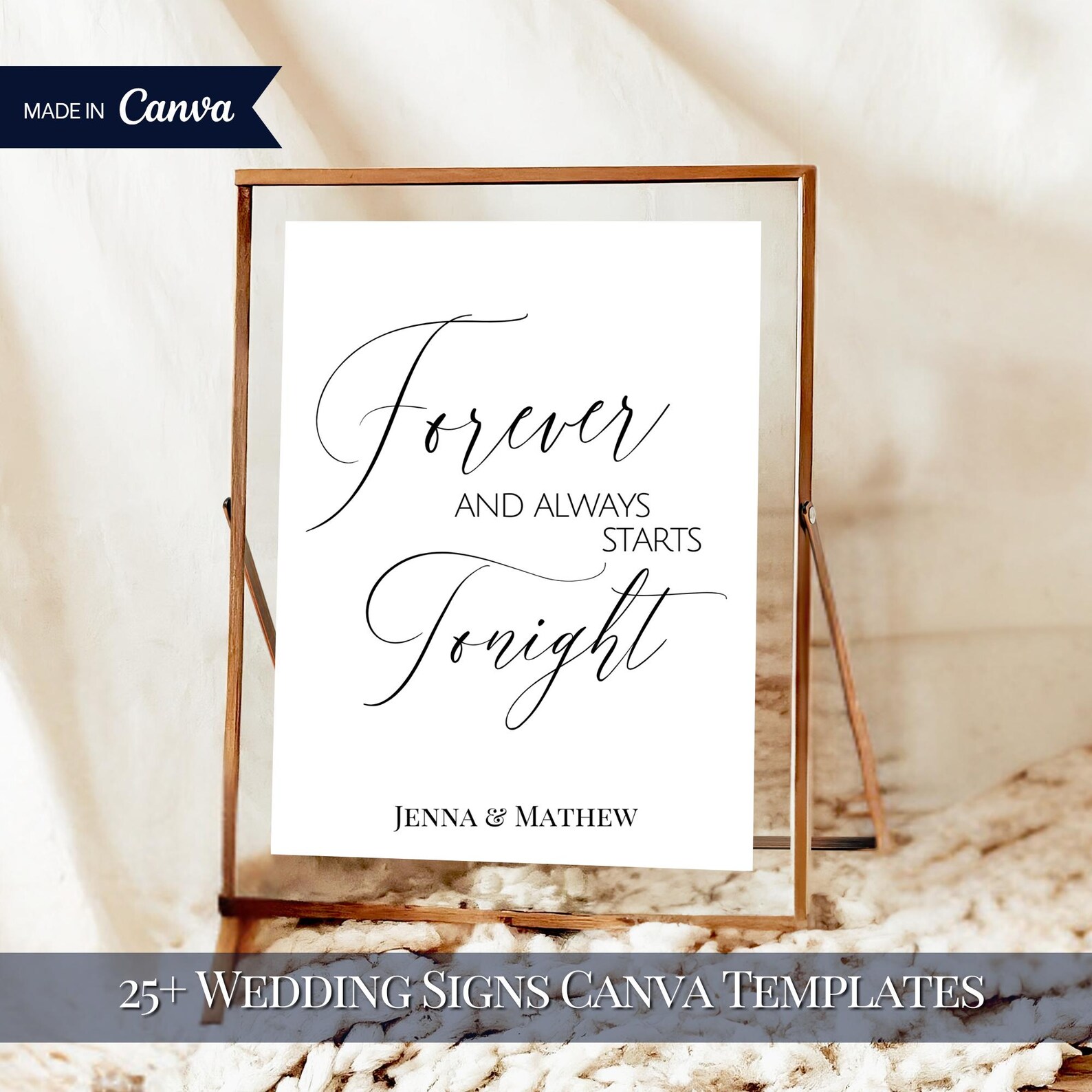 Modern Wedding Sign Bundle: 25+ Customizable Templates (8x10, Digital ...