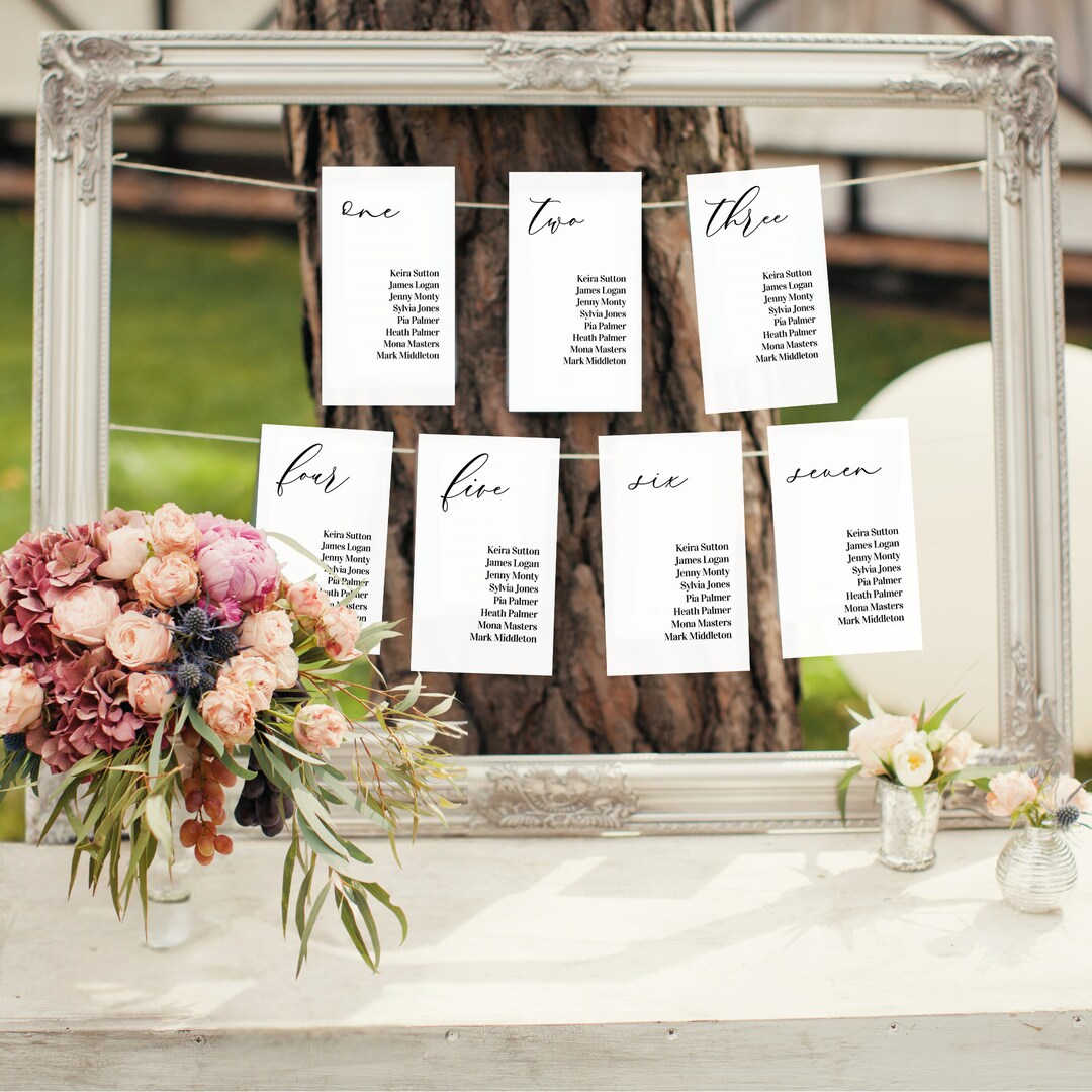 Minimalist Wedding Seating Chart Cards, Printable Mirror Seating Cards ...