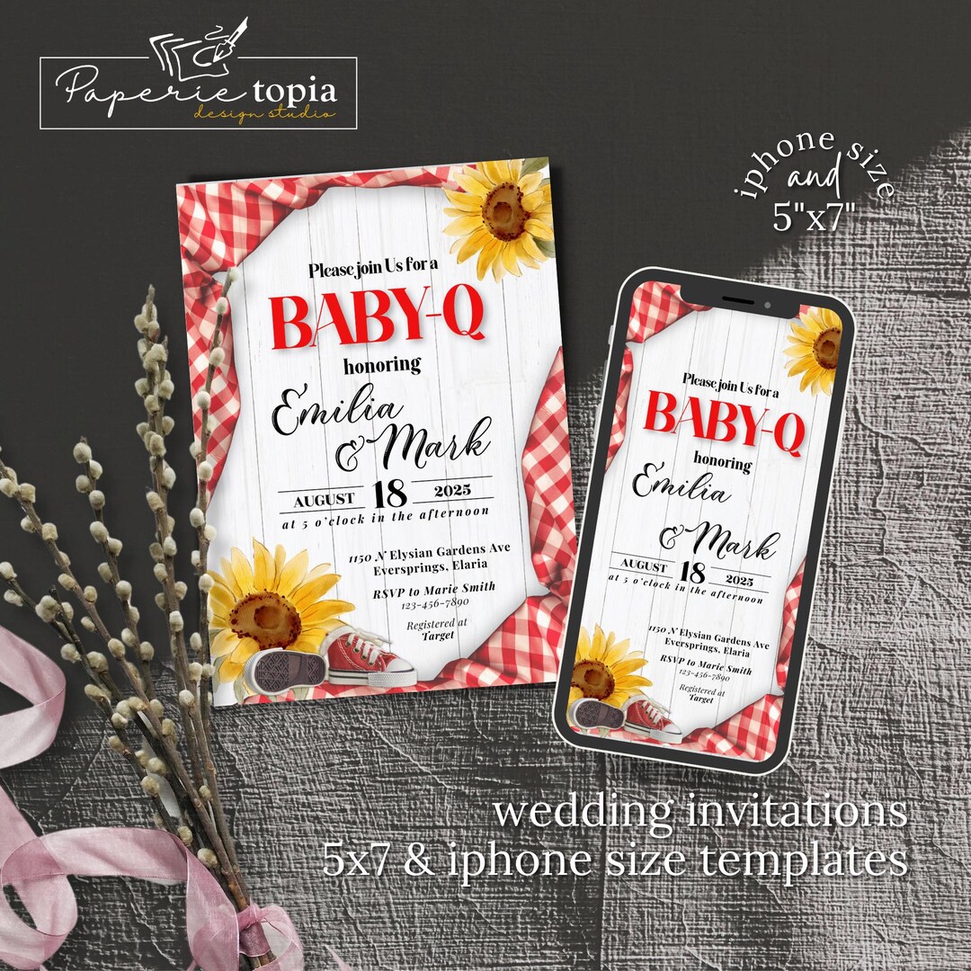 Baby-q Shower Invitation Template: BBQ Theme, Gender Neutral (digital ...