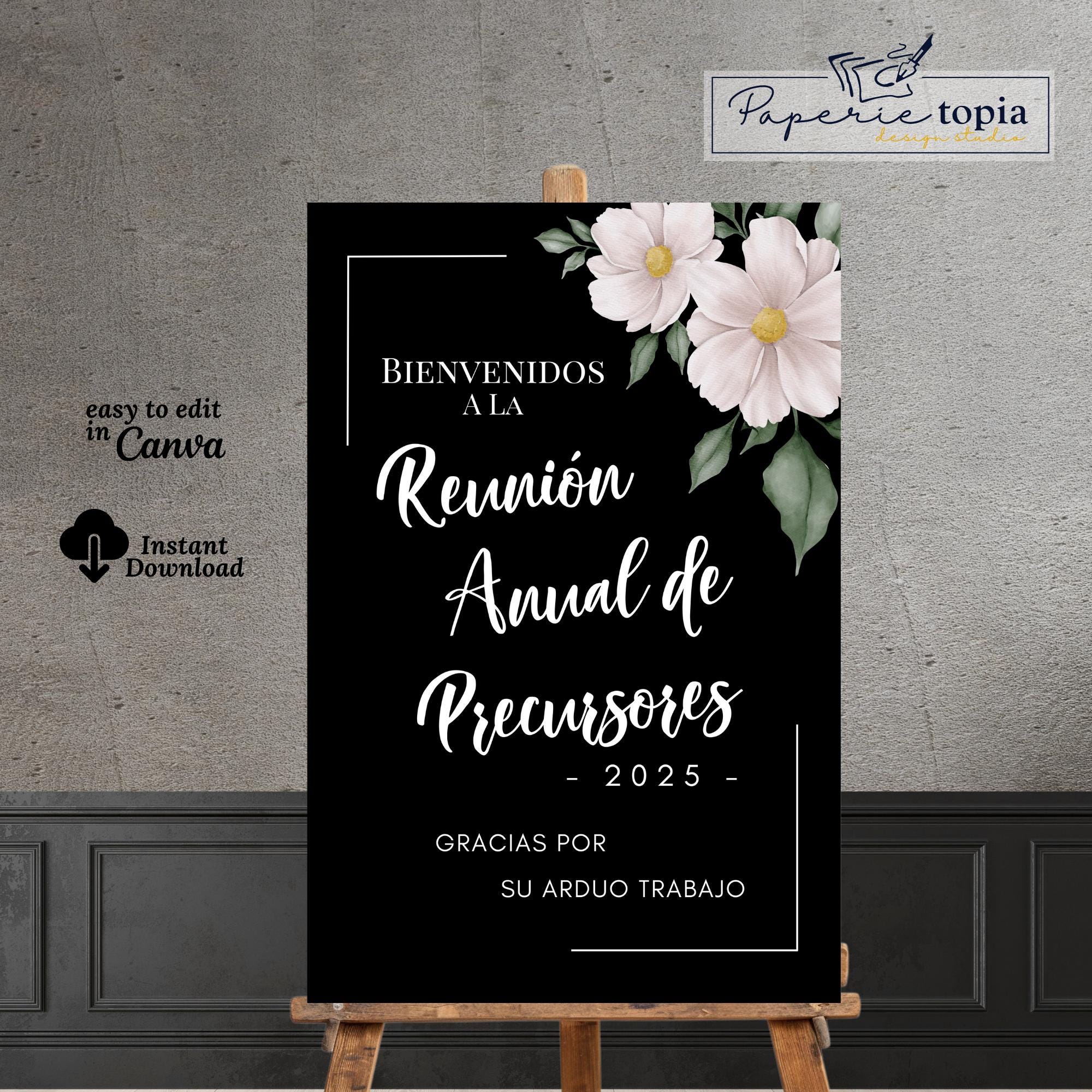 Reunion Anual De Precursores Welcome Sign: Floral Canva Template ...
