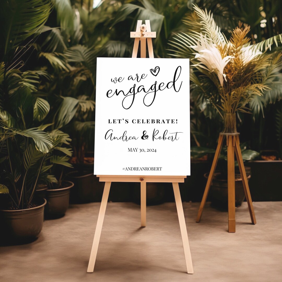 Engagement Party Sign, Modern Engagement Welcome Poster, We Are Engaged ...