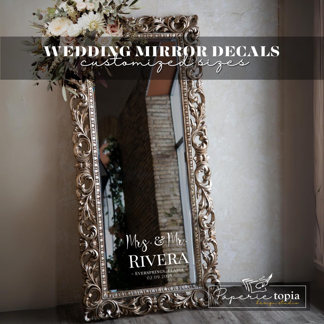 Custom Wedding Sign Decal Mirror Vinyl Decal Mrs & Mr Wedding Decal ...