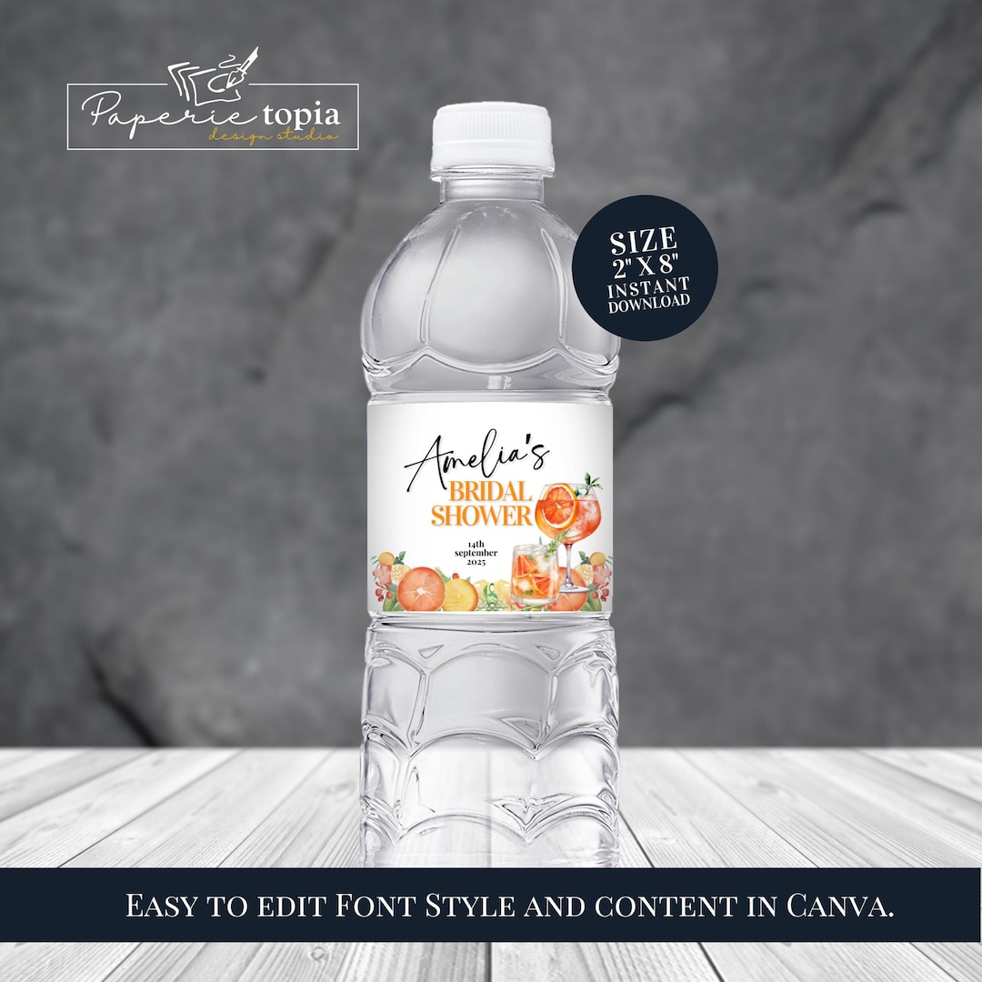 Aperol Spritz Water Bottle Labels, Love at First Spritz Favor Label ...