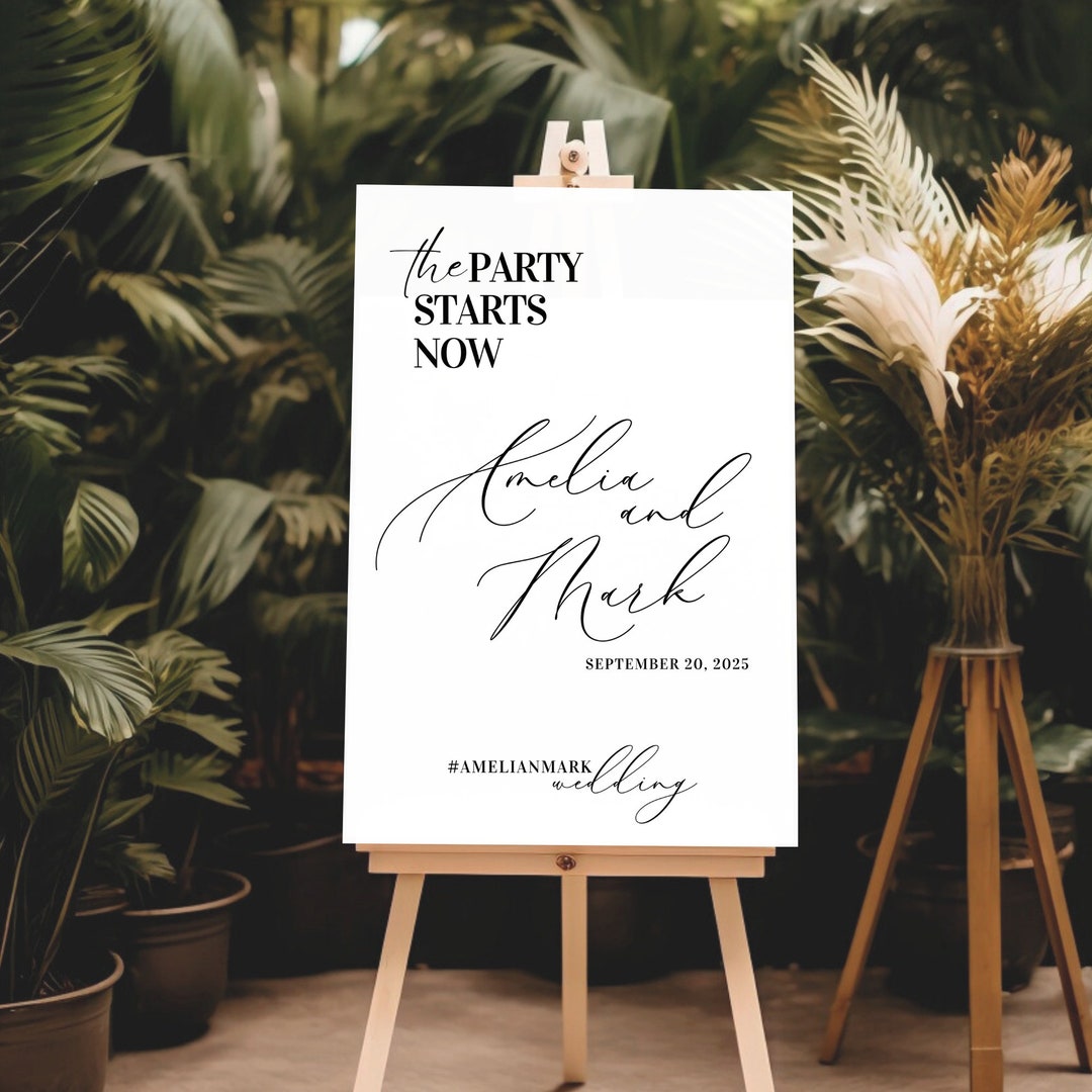 The Party Starts Now Sign Template | Wedding Welcome Sign | Wedding ...
