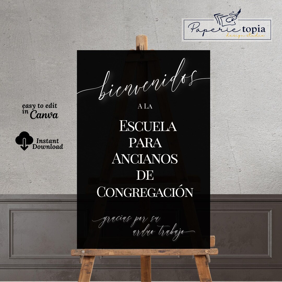JW Escuela Ancianos Welcome Sign Modern Black, JW Elders School Welcome ...