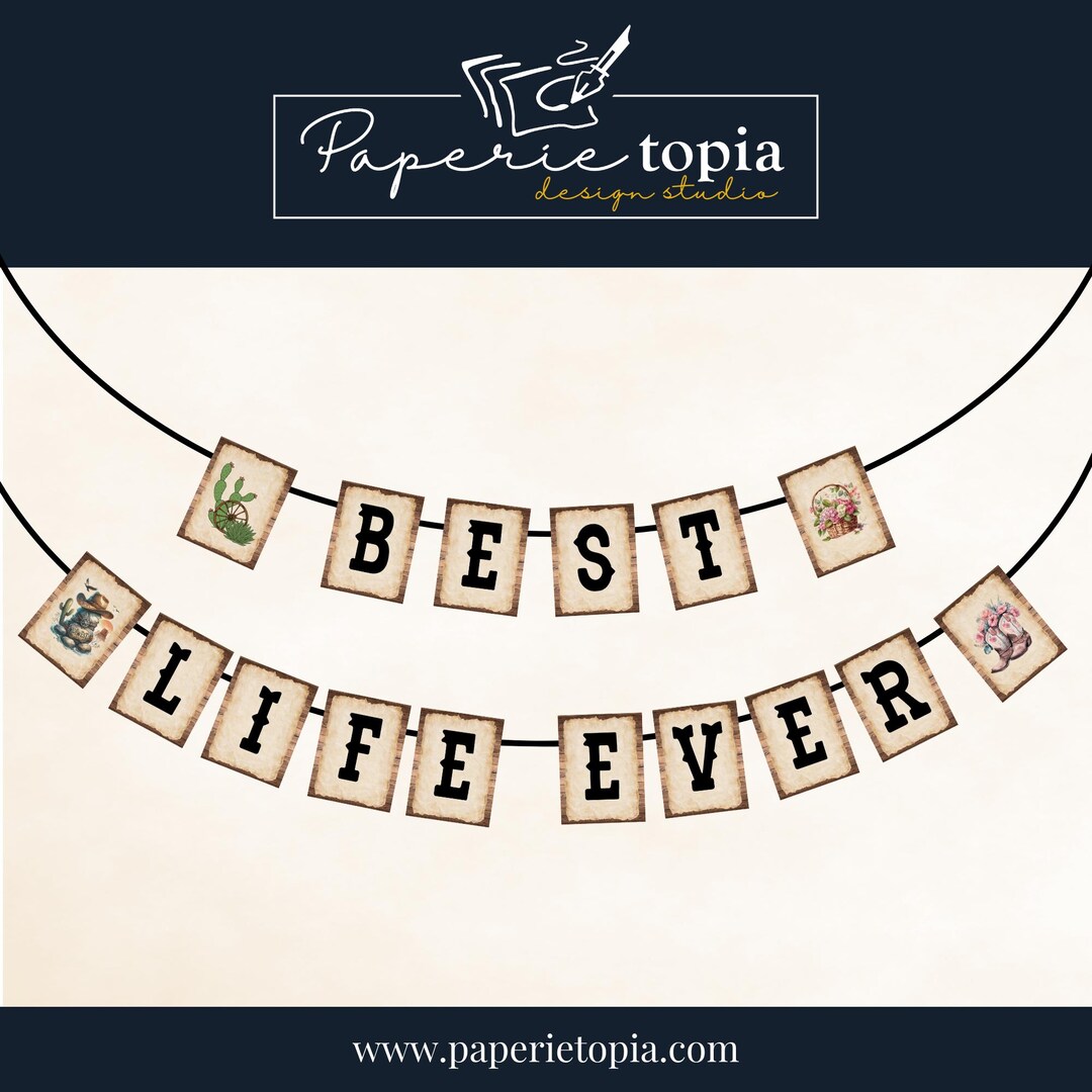 JW Best Life Ever Lettering Banner Western Style | Pioneer Party ...