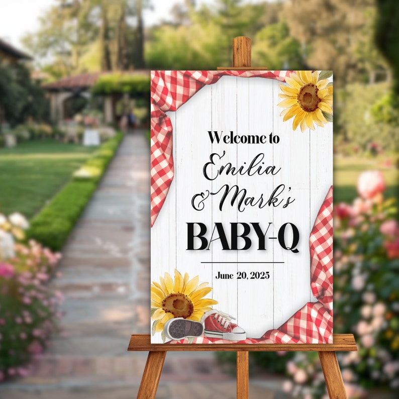 Baby-q Welcome Sign: BBQ Theme Baby Shower Decor (canva Template) - Etsy