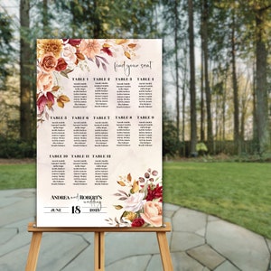 Boho Wedding Seating Chart, Fall Wedding Signs, Autumn Seating Chart ...