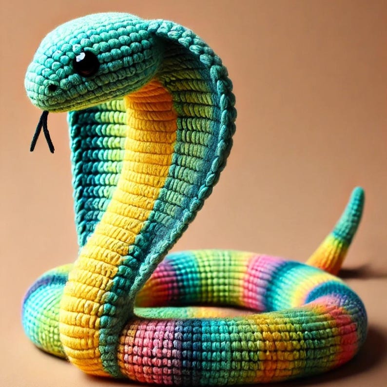 Snake Crochet Pattern Cobra Amigurumi Crochet Pattern Vibrant Colorful ...