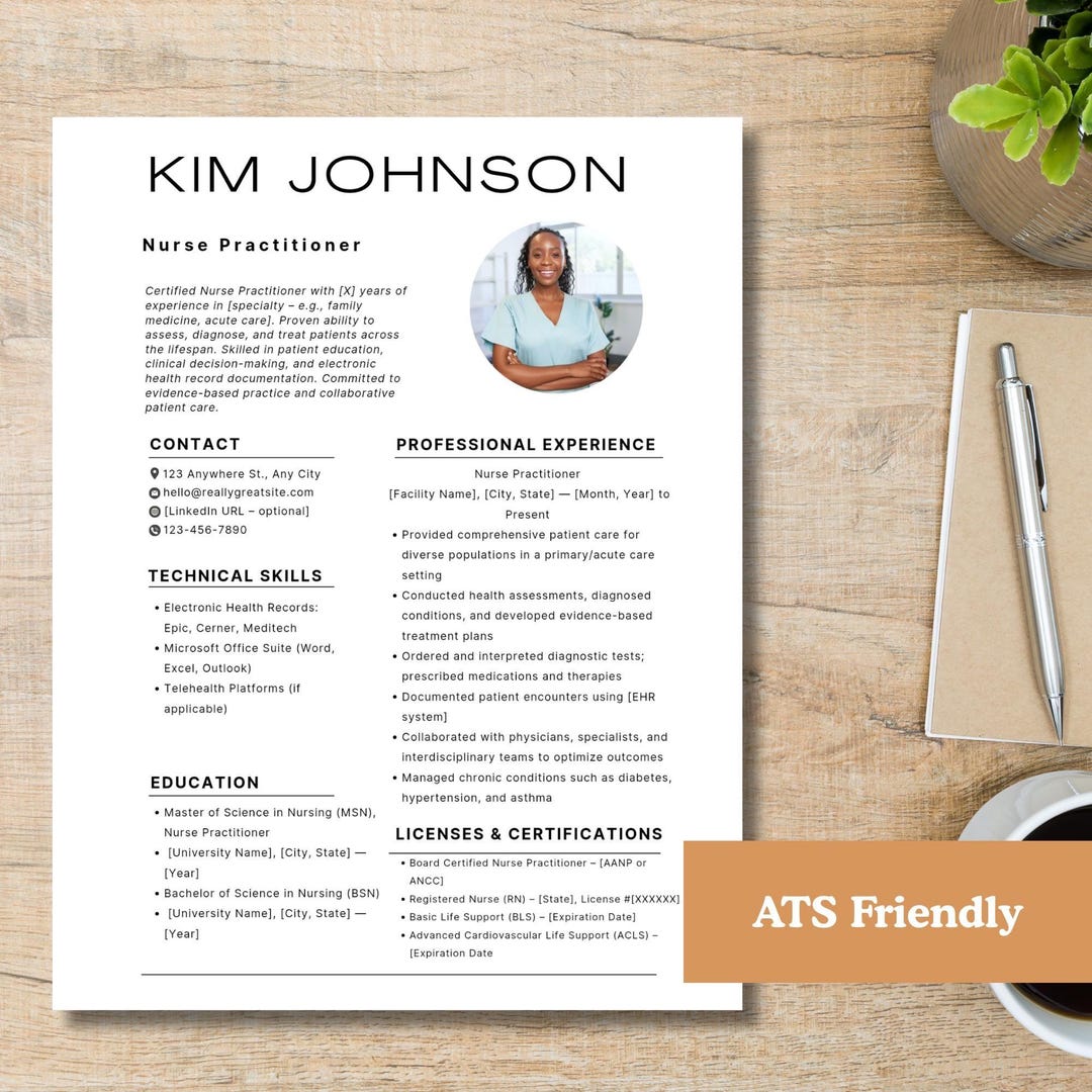 Ats Friendly Resume Template | Nurse Resume | Professional CV for RN ...