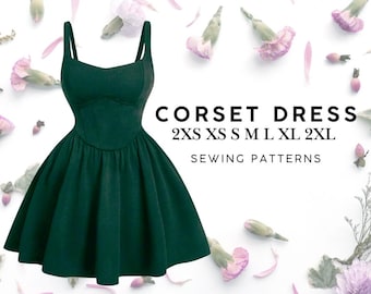 Square Neck V-waist Dress PDF Sewing Pattern With Mini and Midi Options ...