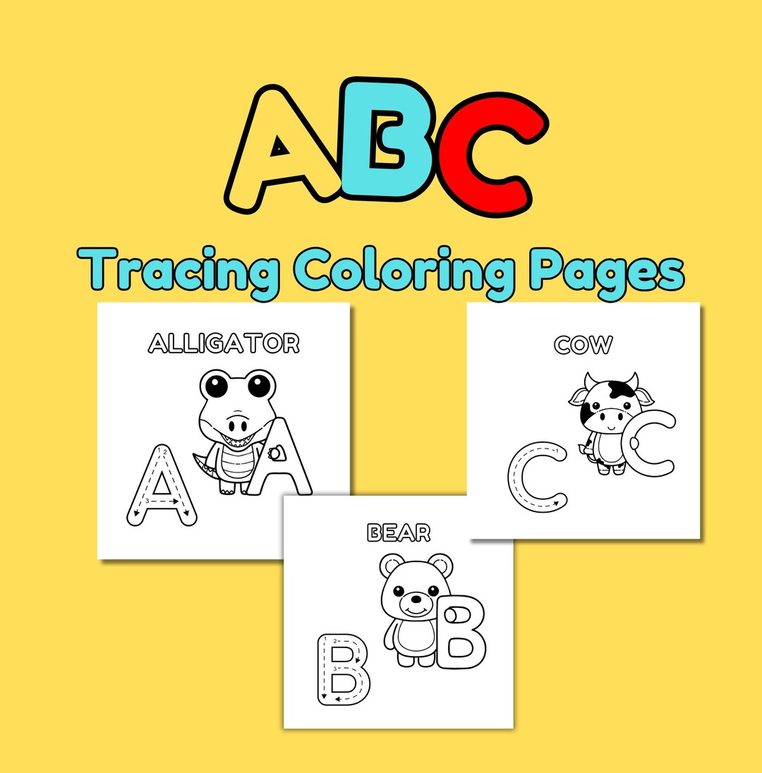 ABC Animal Adventure Tracing Coloring Pages: Trace, Color & Learn - Etsy