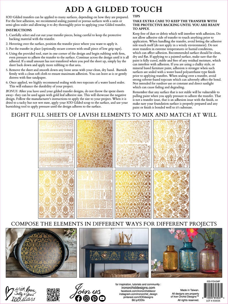 NEW! IOD Emporium 12x16 Gilded Foil Transfer by Iron Orchid Designs - Etsy