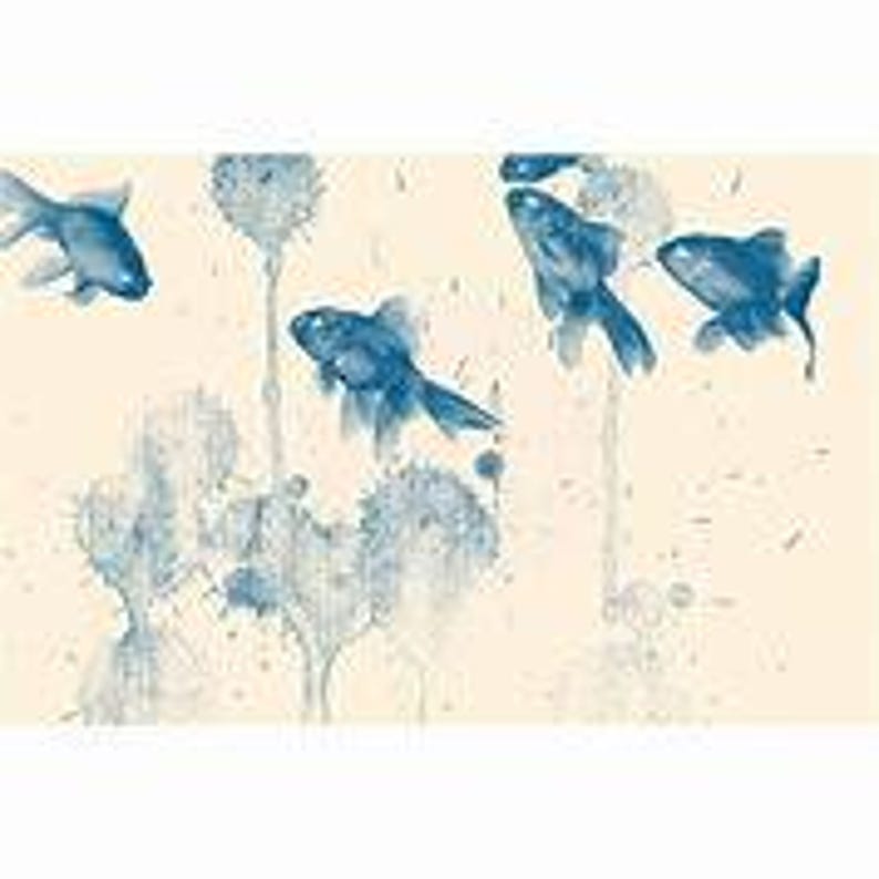 Mint by Michelle (A1 & A3) Blue Fish Decoupage Paper - Etsy