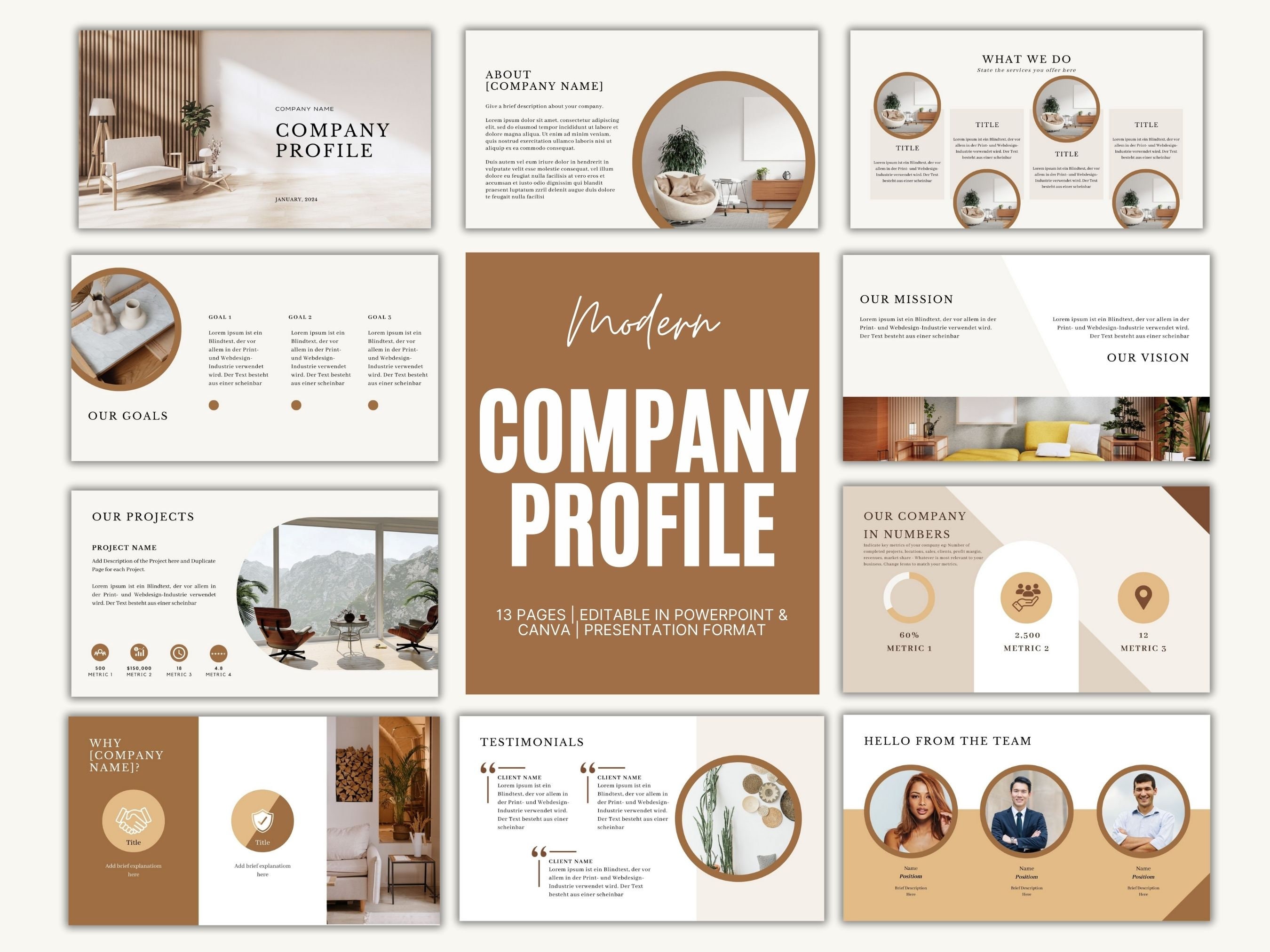 Modern Company Profile Template (powerpoint & Canva) - Etsy