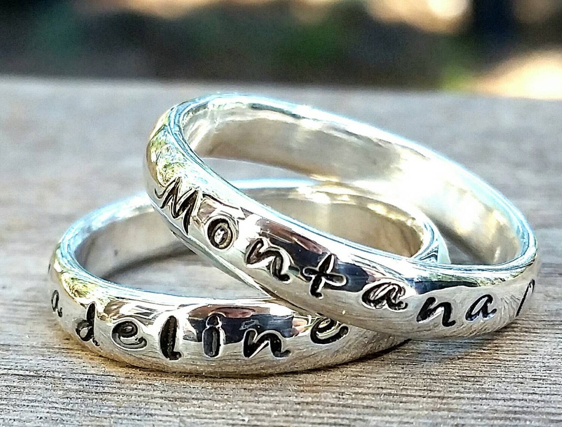 Personalized Name Stacking Ring Custom Handstamped Engraved - Etsy