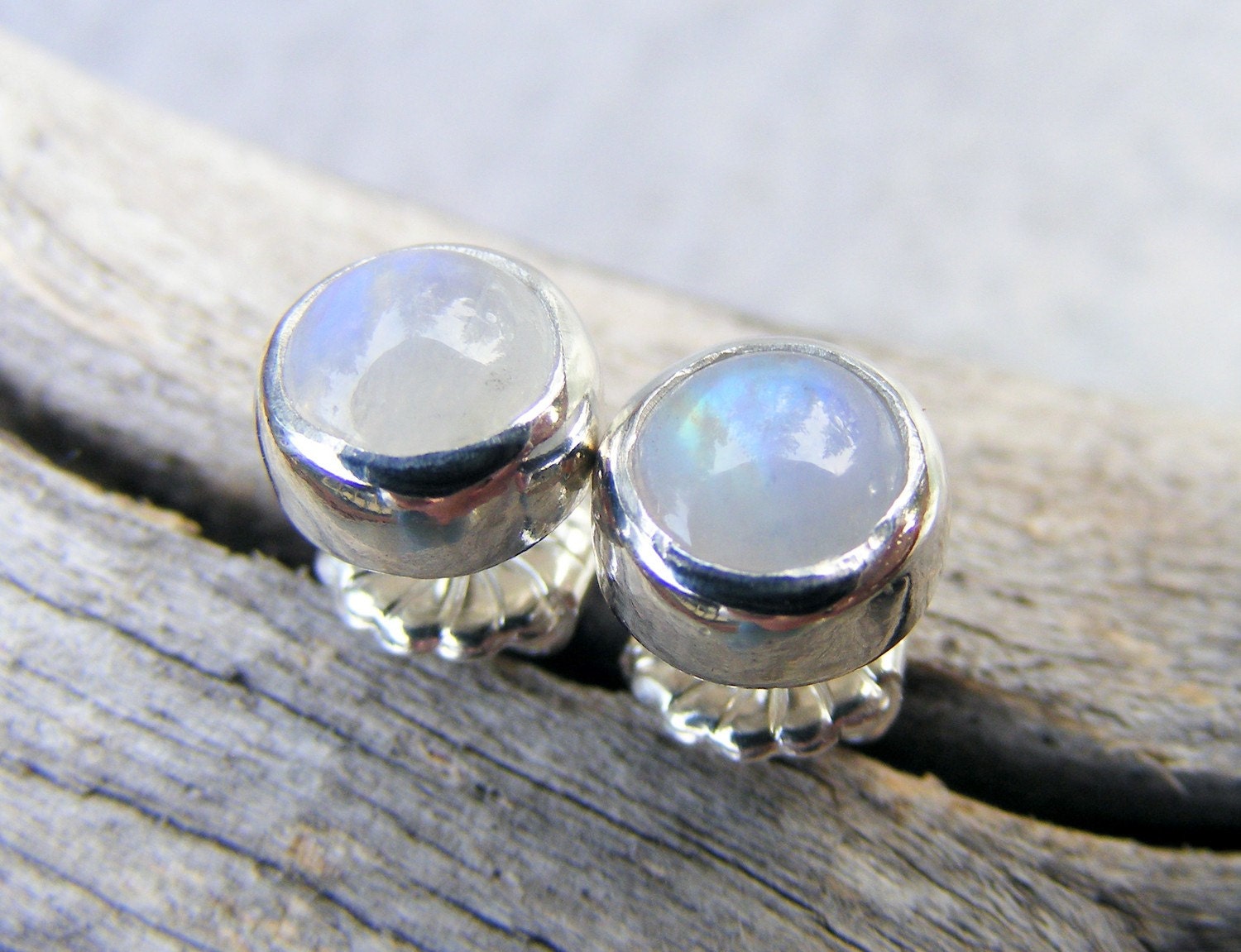Moonstone Stud Earrings, Rainbow Moonstone Earrings, Post Earrings ...