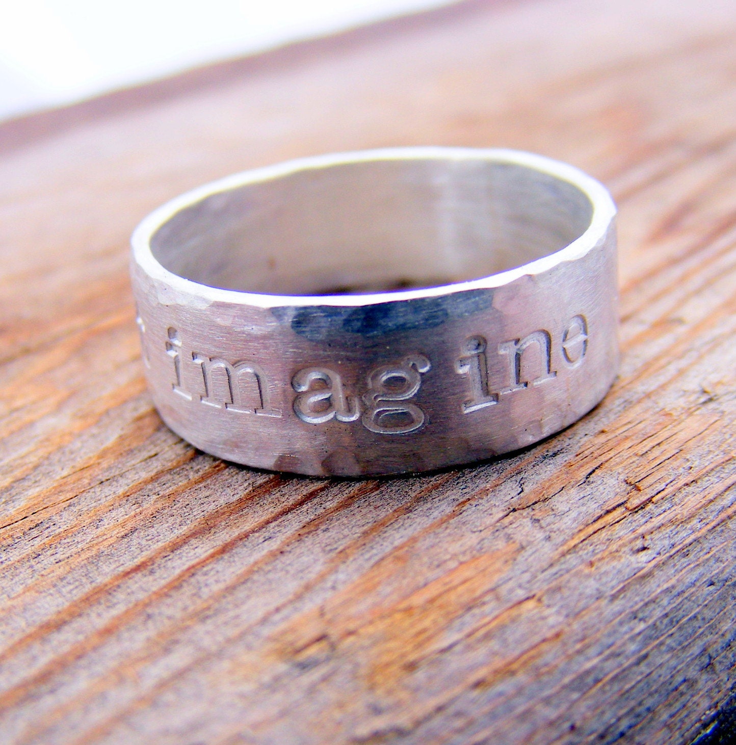 Wide Sterling Silver Personalized Engraved Ring Band, Mens Wedding Ring ...