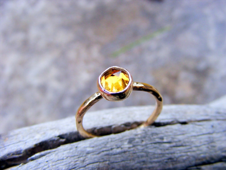 Citrine Gold Stacking Ring Handcrafted in Solid 14k Gold - Etsy