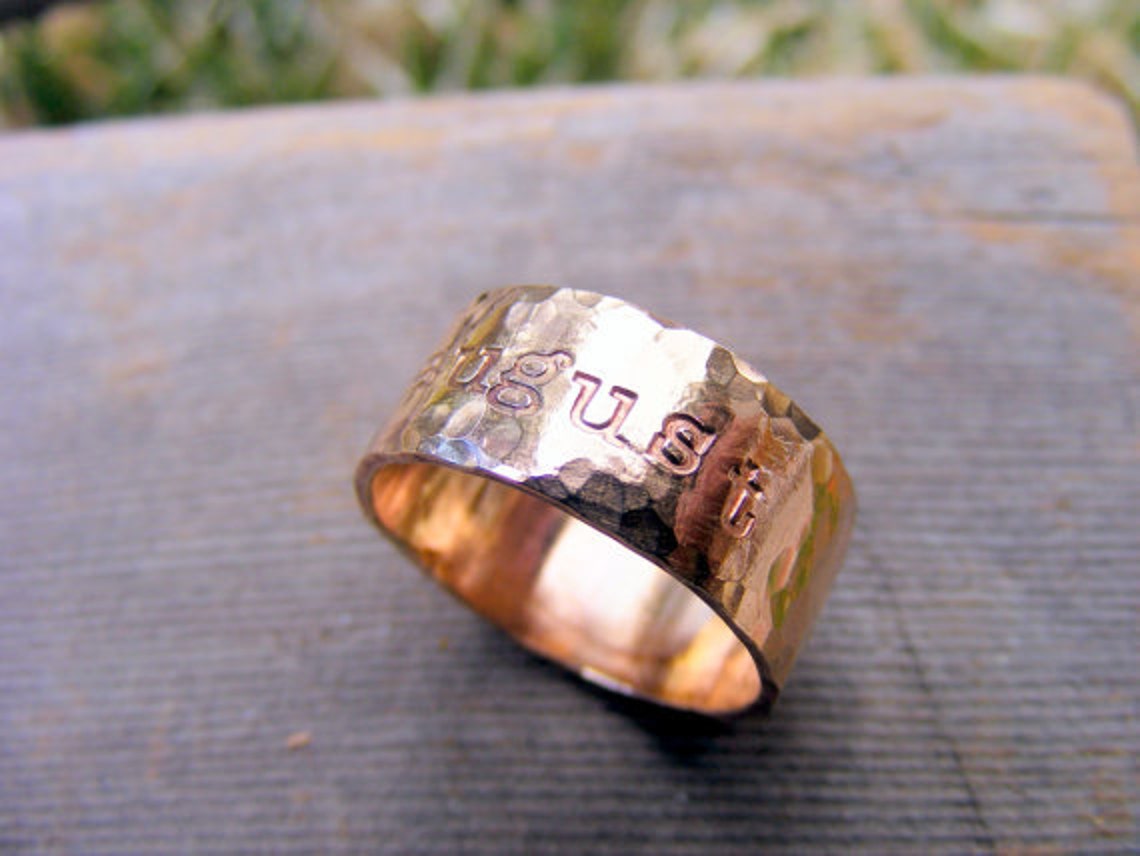Wide Gold Ring Gold Duck Band Personalized Custom Engraved - Etsy