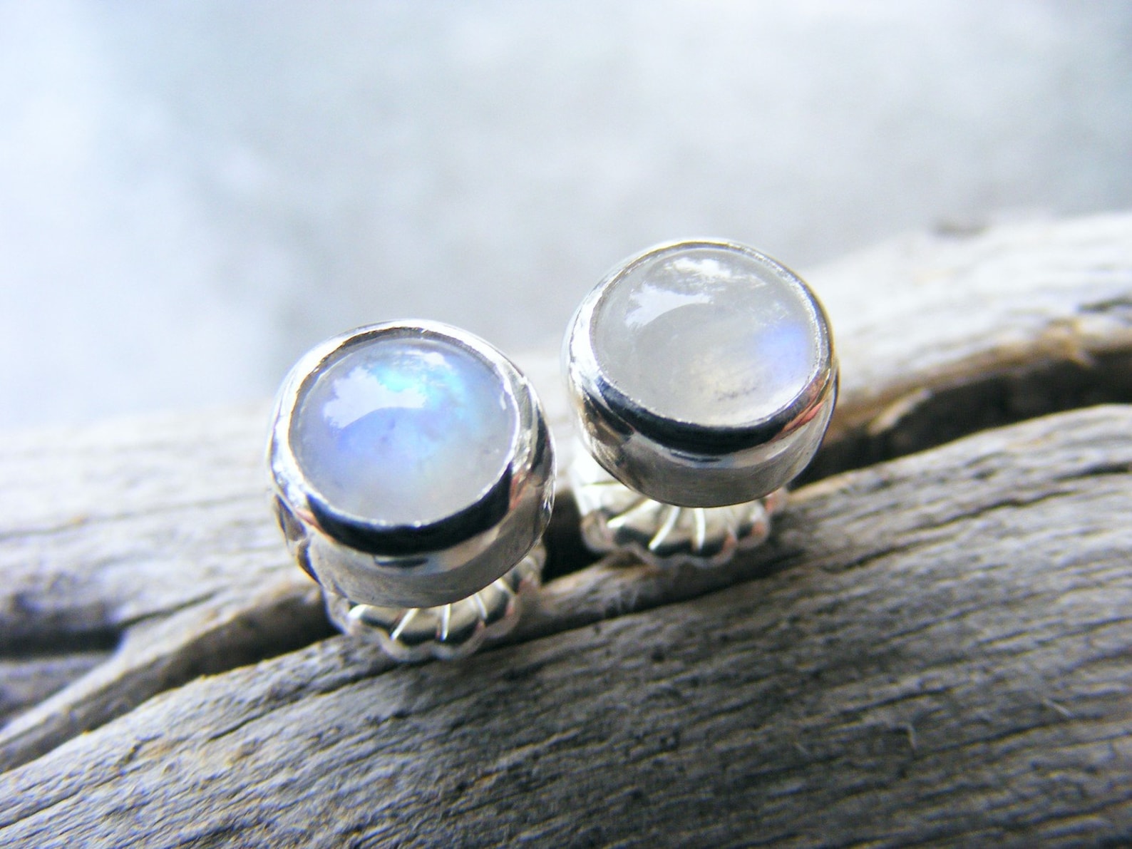 Moonstone Stud Earrings, Rainbow Moonstone Earrings, Post Earrings ...