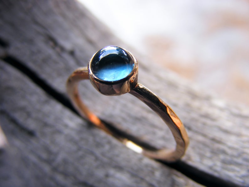 London Blue Topaz Gold Ring December Birthstone Stacking - Etsy