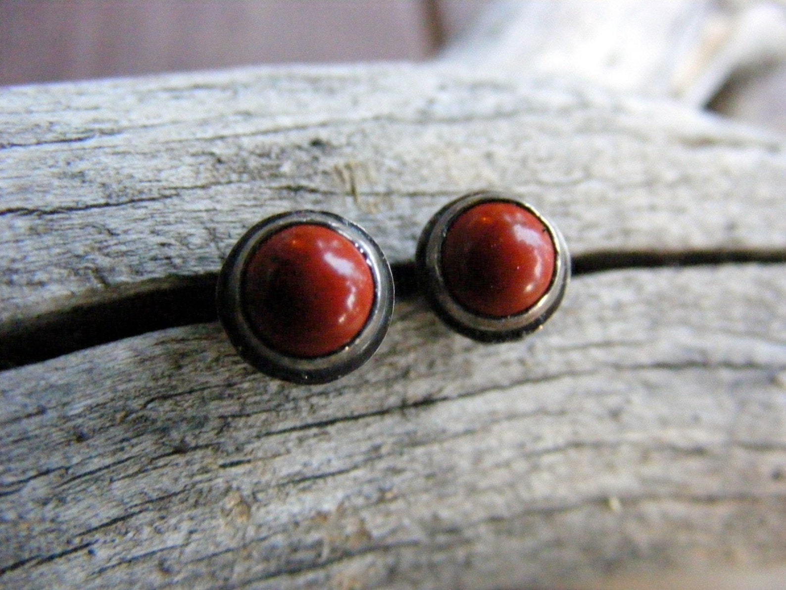 Red Studs Red Jasper Oxidized Stud Earrings Sterling Silver - Etsy