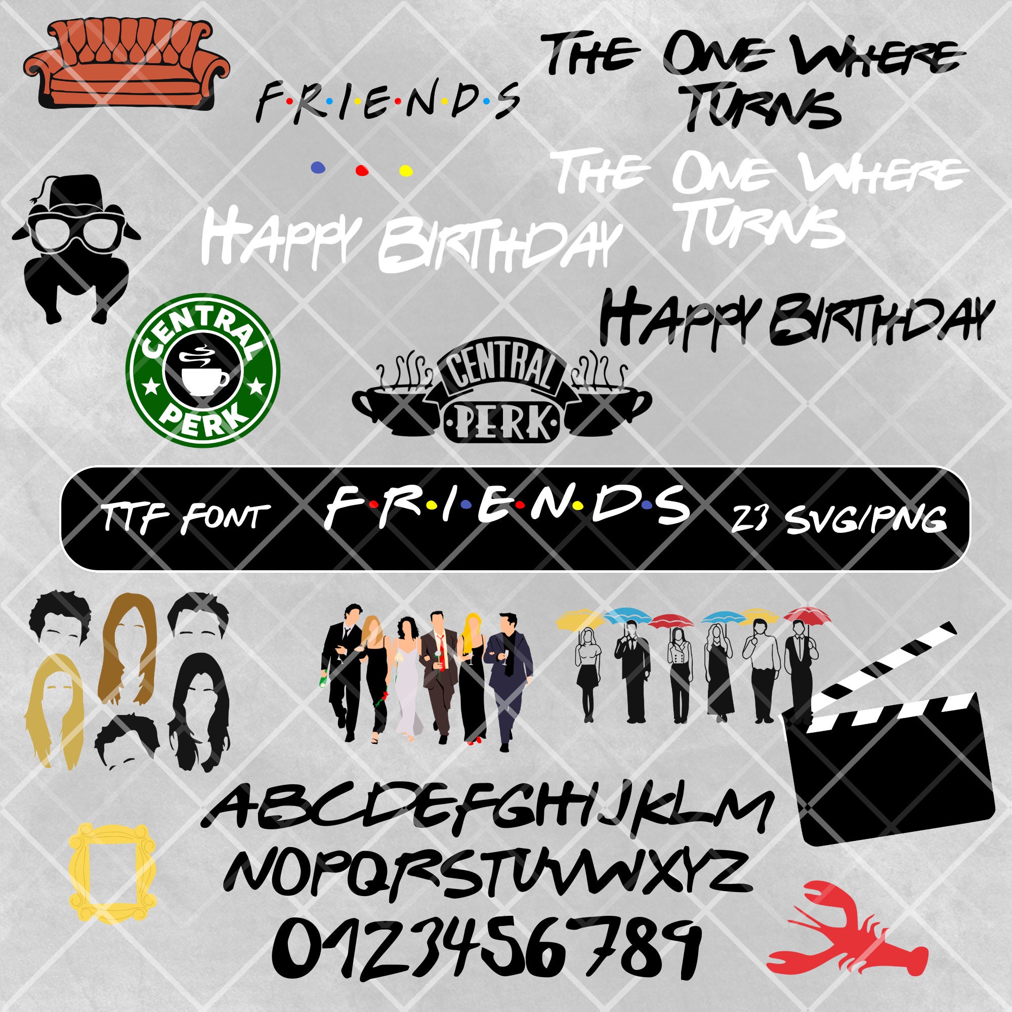 Friends Clipart Font PNG TTF SVG Cricut Party Decor - Etsy