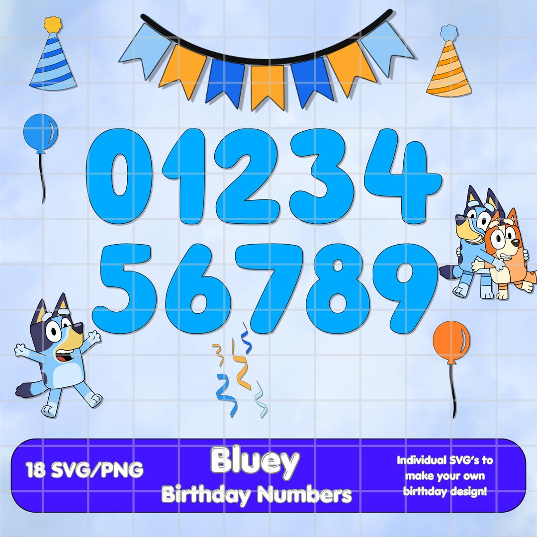 Blue Dog Birthday Numbers PNG SVG Cricut Clipart - Etsy