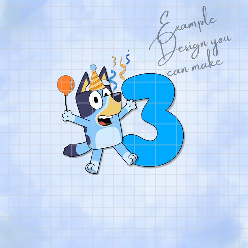 Blue Dog Birthday Numbers PNG SVG Cricut Clipart - Etsy