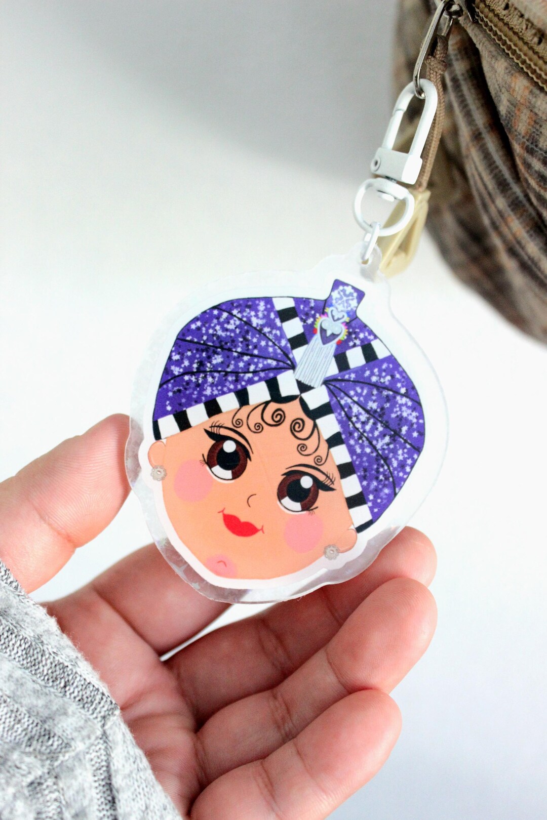 Maimai Keychains| Hmong Girl Keychain: Holographic Keychain Bag ...