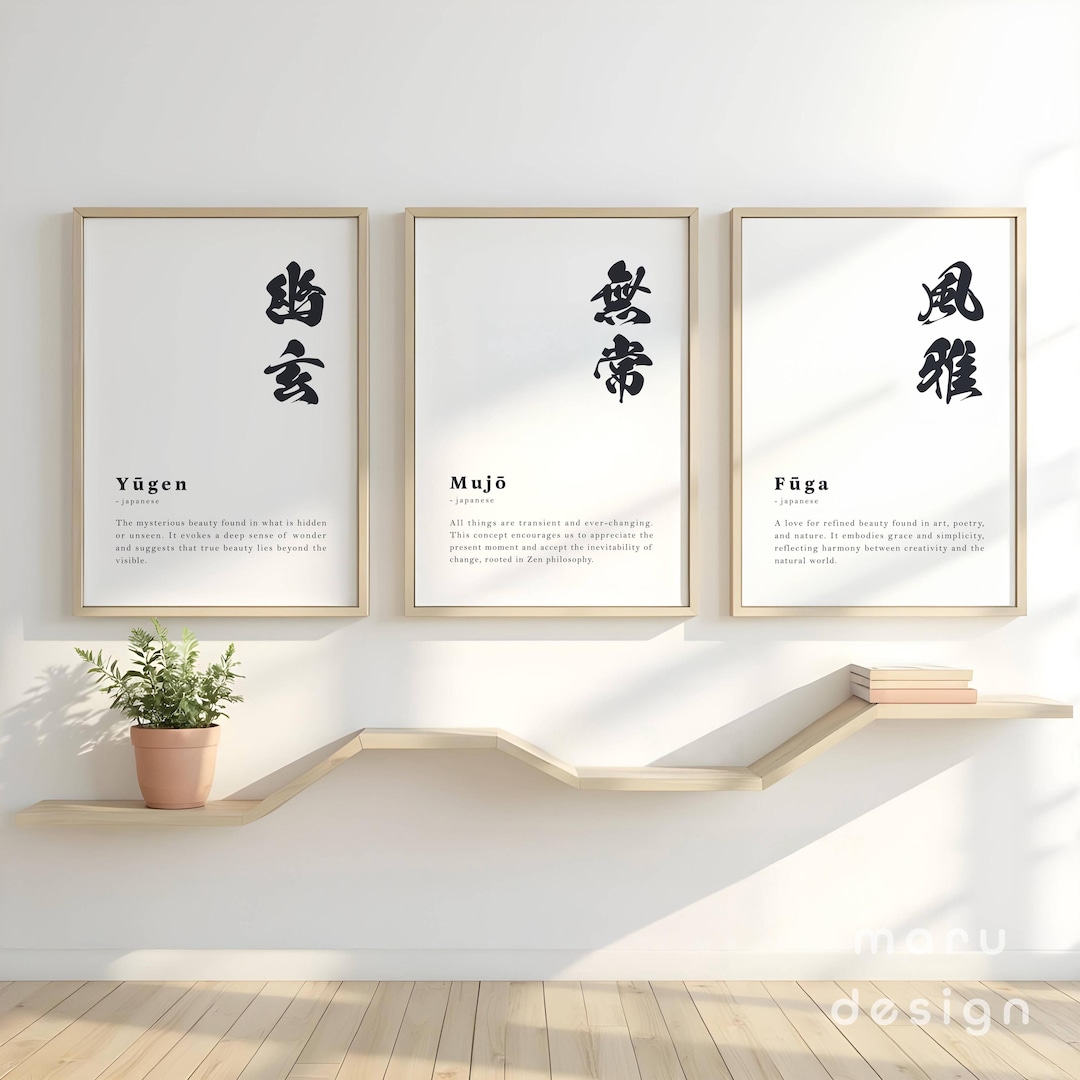Mujo, Yugen Fuga Definition Set of 3 Prints, Printable Japanese Quote ...