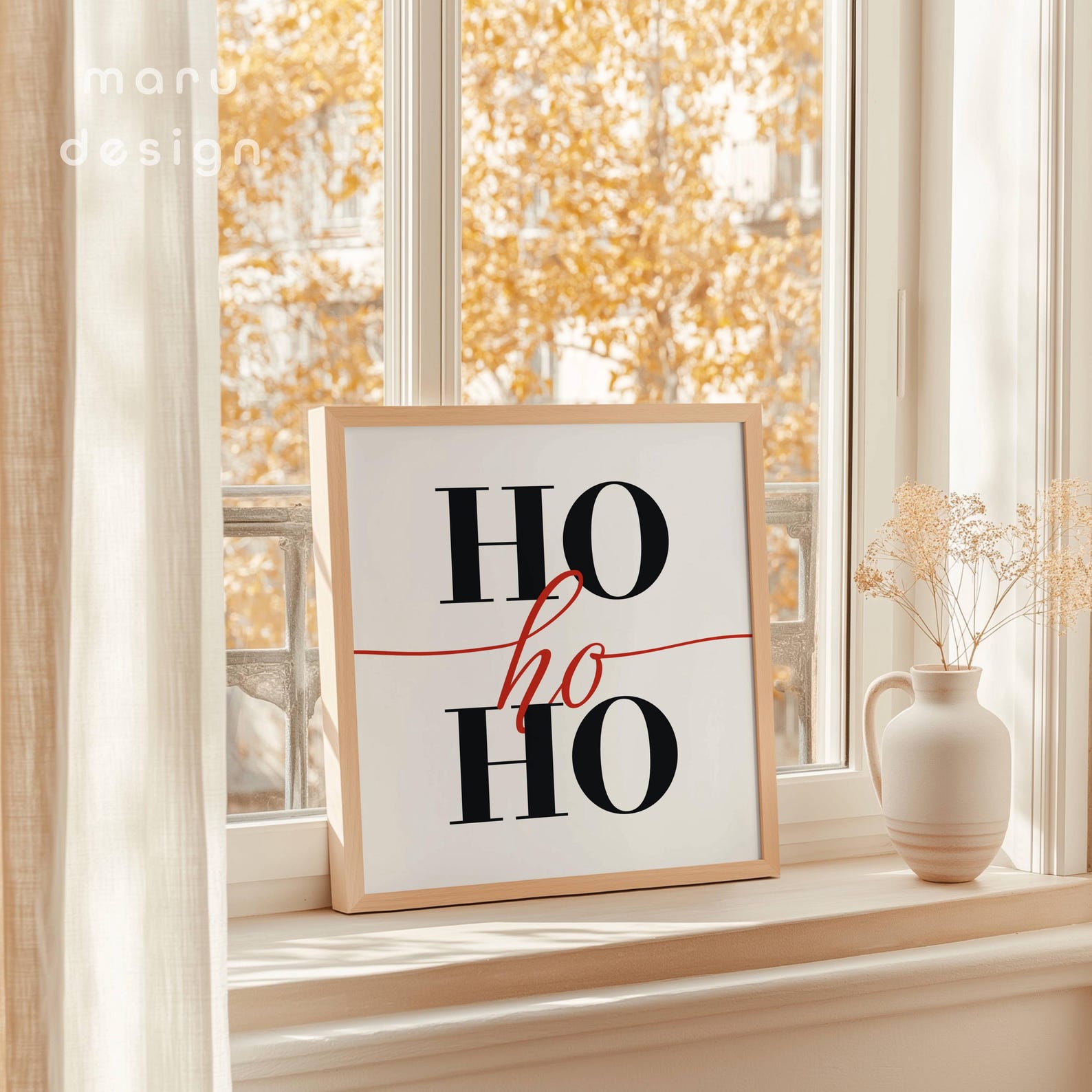Ho Ho Ho, Printable Christmas Wall Art, Holiday Home Decor, Modern ...