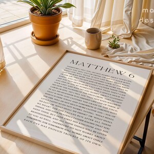 Matthew 6, Minimalist Christian Home Decor, Bible Verse Wall Art ...