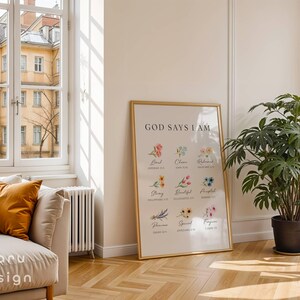 God Says I Am Artwork Poster, Christian Home Decor, Vintage Scripture ...