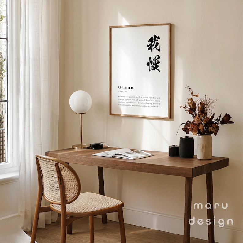 Gaman Definition Print: Japandi Wall Art, Japanese Quote (digital ...