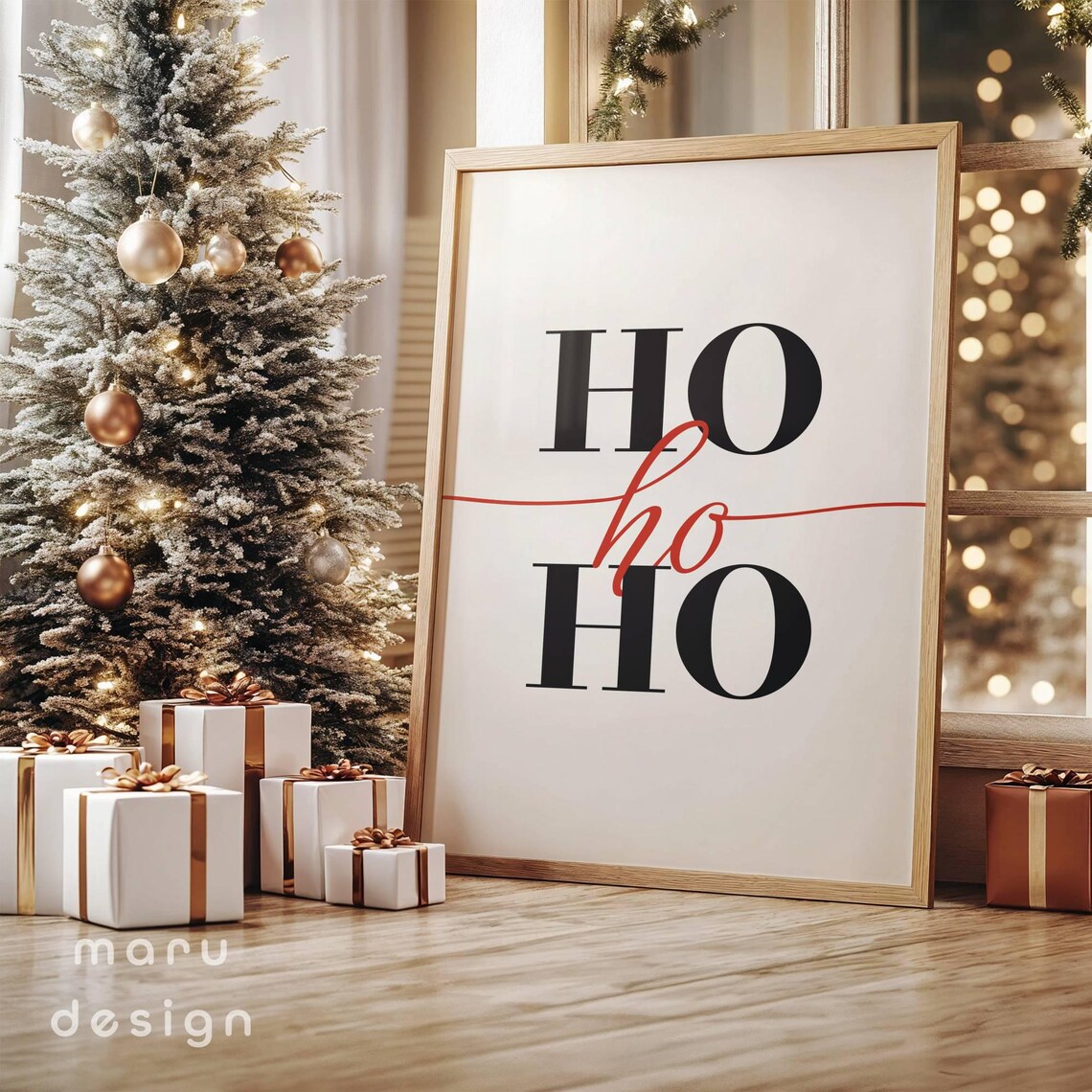 Ho Ho Ho, Printable Christmas Wall Art, Holiday Home Decor, Modern ...