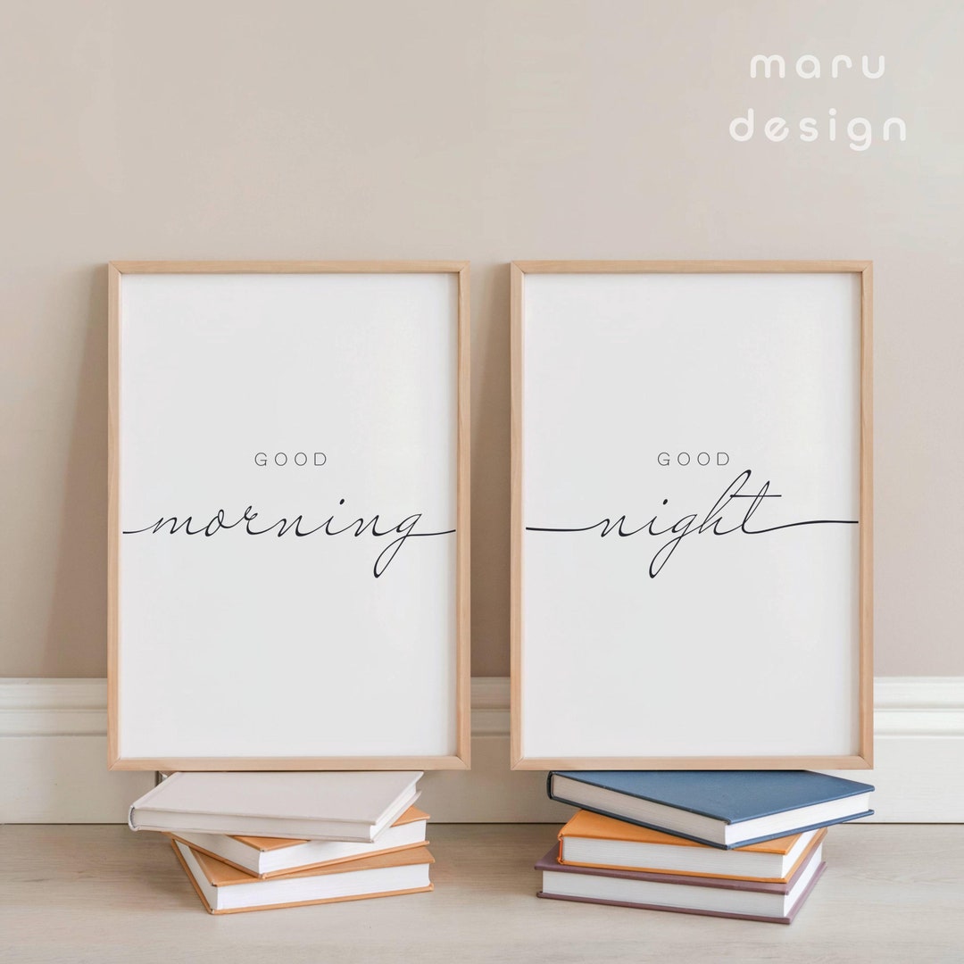 Minimalist 'good Morning Good Night' Print Set: Modern Home Decor ...