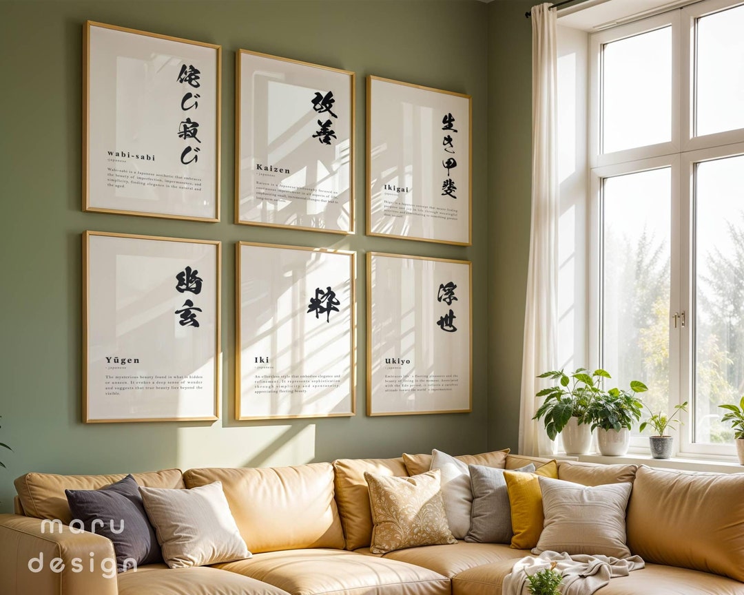 Ikigai Kaizen Wabi-sabi Definition Set of 6 Prints, Printable Japanese ...