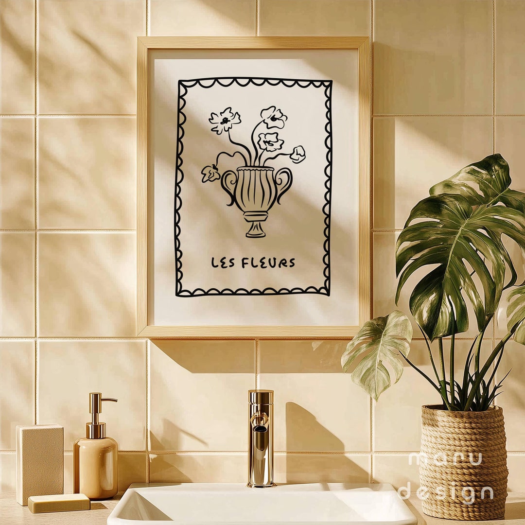 Floral Line Art Print: Trendy Flower Vase Poster (digital Download) - Etsy