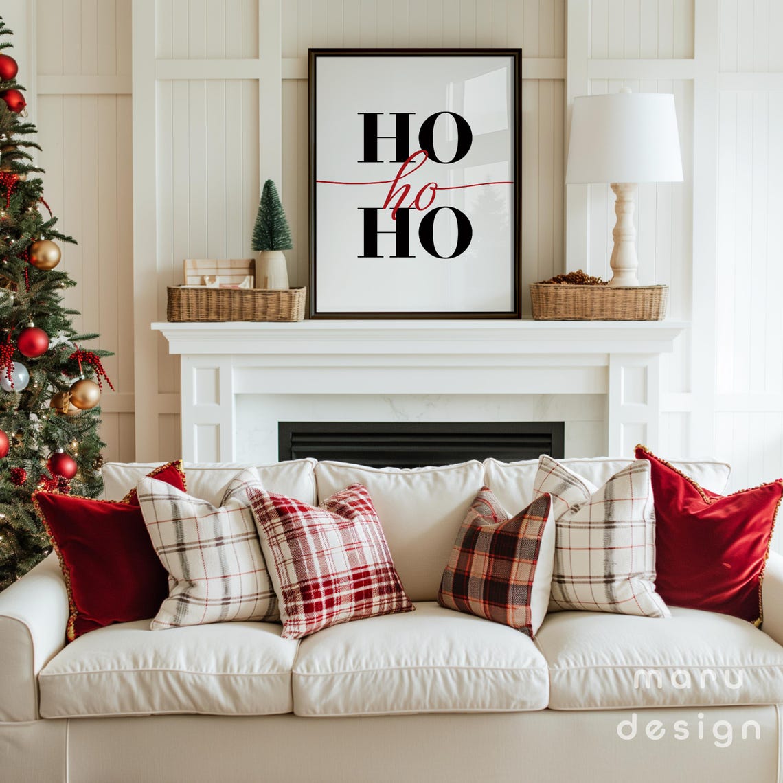 Ho Ho Ho, Printable Christmas Wall Art, Holiday Home Decor, Modern ...