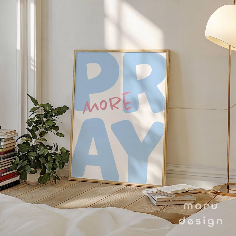 Pray More Christian Wall Art: Minimalist Bible Verse Print (digital ...