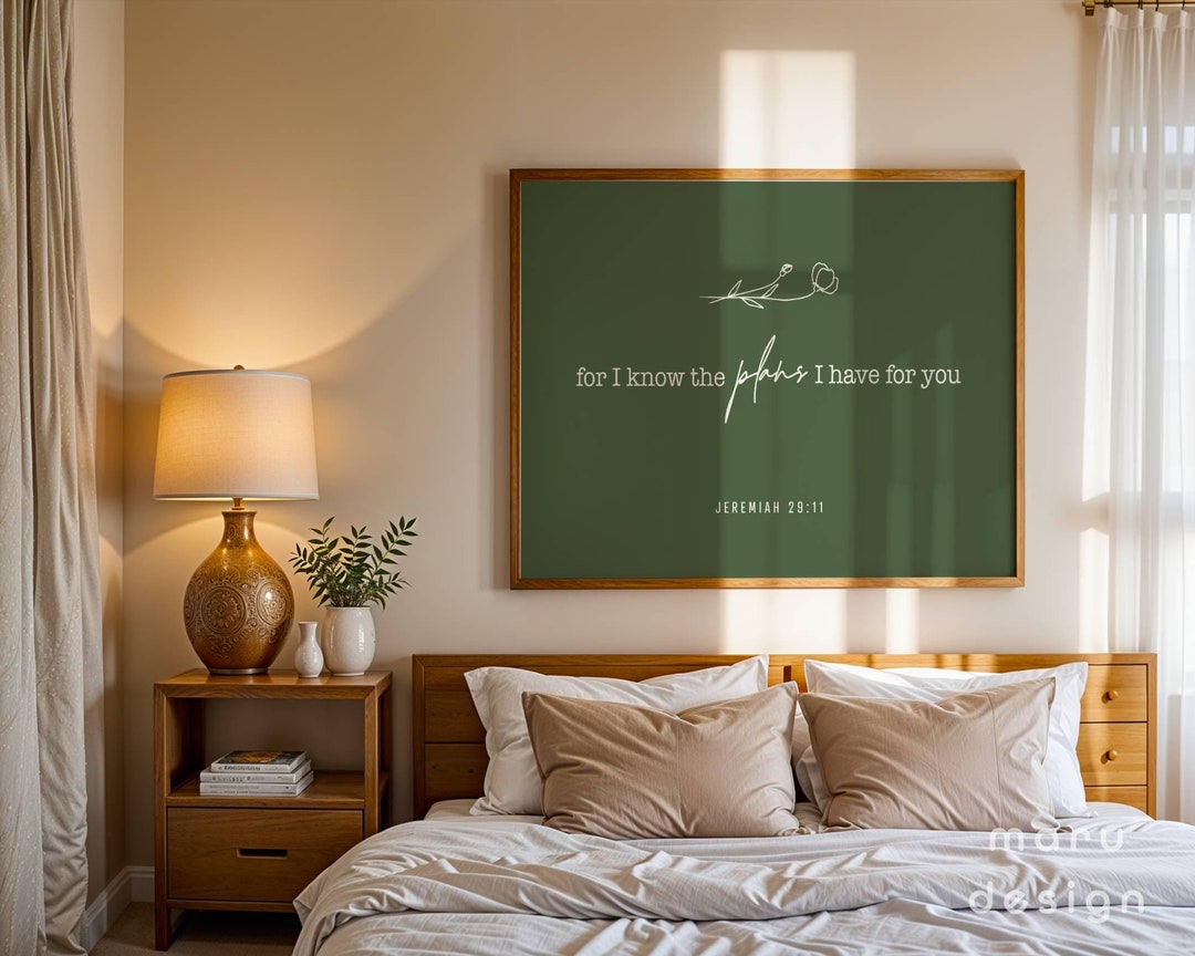 Green Jeremiah 29:11, Bible Verse Wall Art, Scripture Print, Minimalist ...