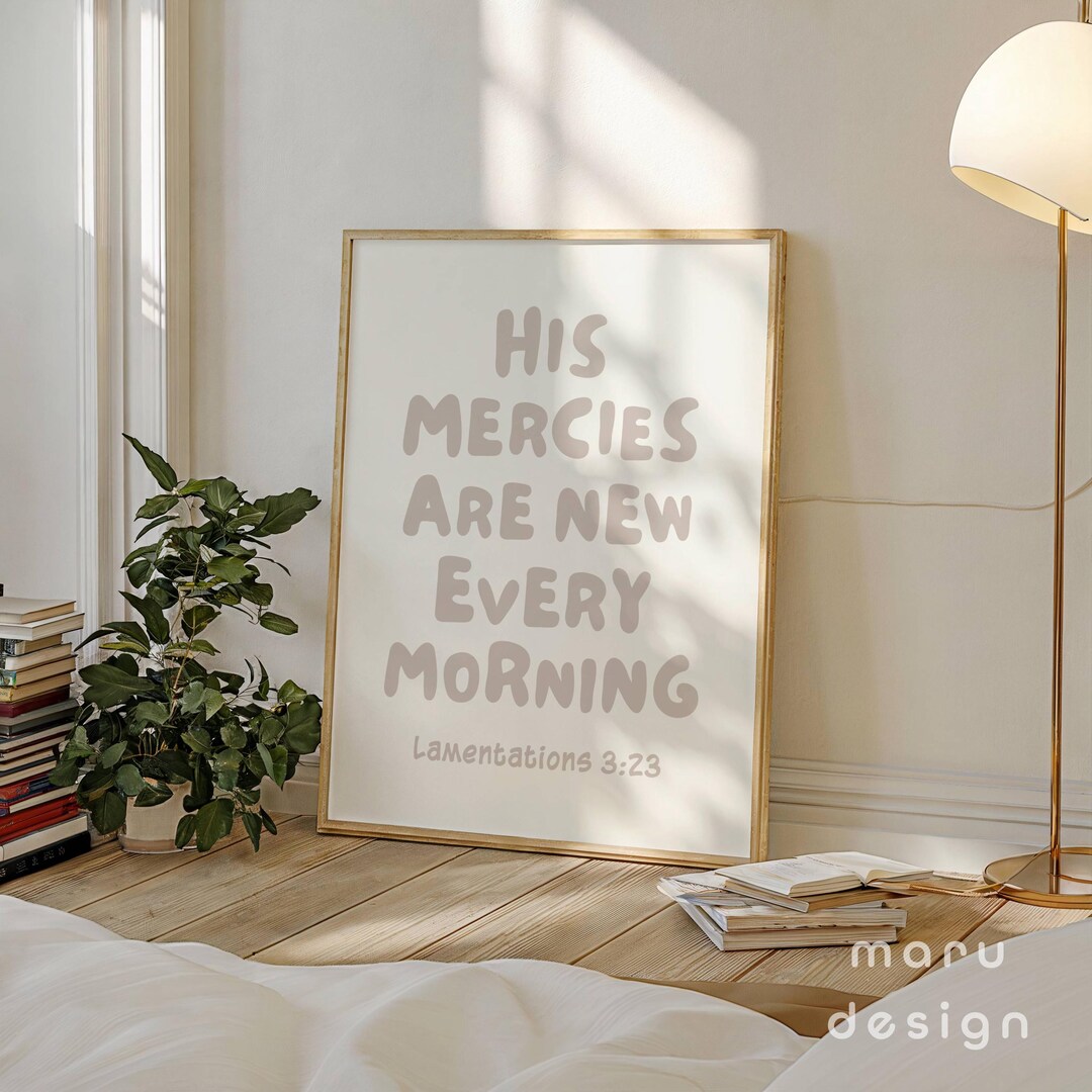 Lamentations 3:23 Wall Art, Minimalist Christian Decor, Printable Bible ...