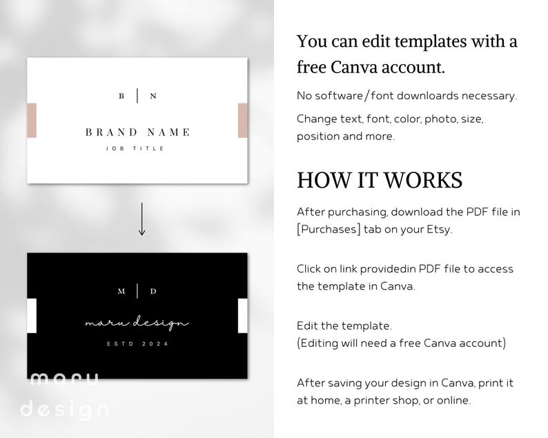 Minimalist Business Card Template, Modern Business Cards, Editable ...