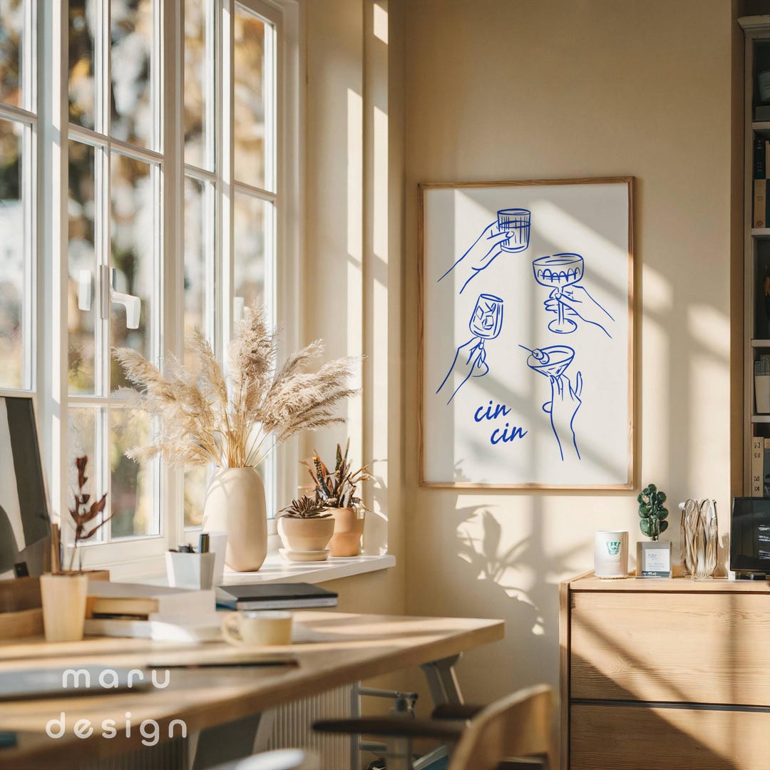 Cin Cin Print, Bar Cart Wall Decor, Trendy Cocktail Poster, Printable ...