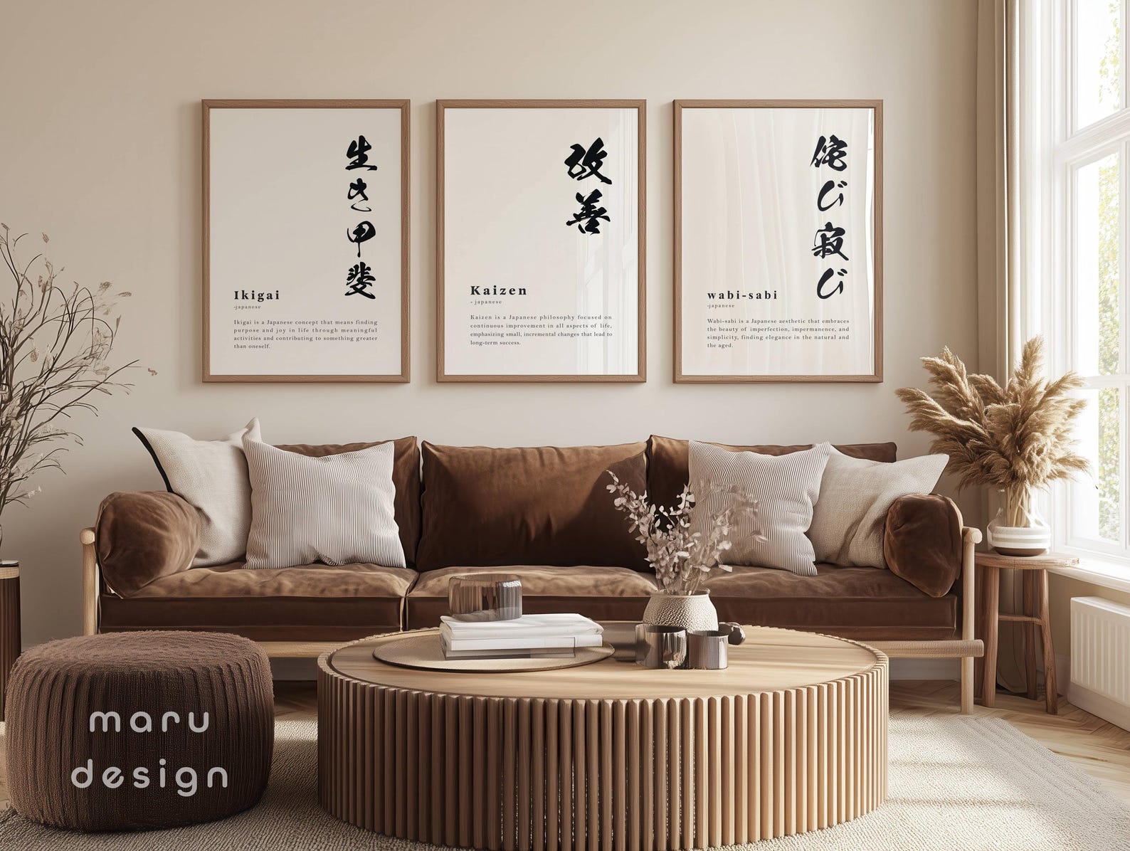 Ikigai Kaizen Wabi-sabi Definition Set of 3 Prints, Printable Japanese ...