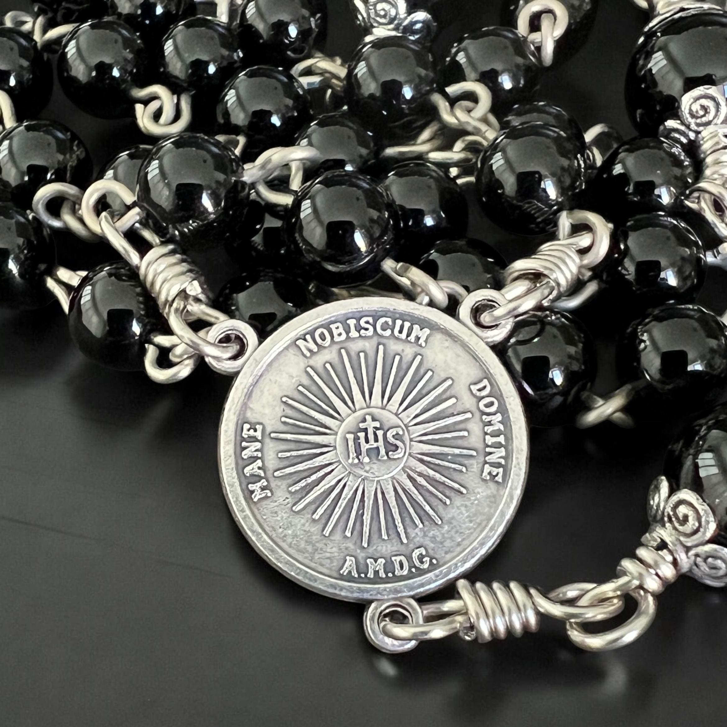 Black Onyx Unbreakable Rosary: Holy Face of Jesus, Crown of Thorns ...