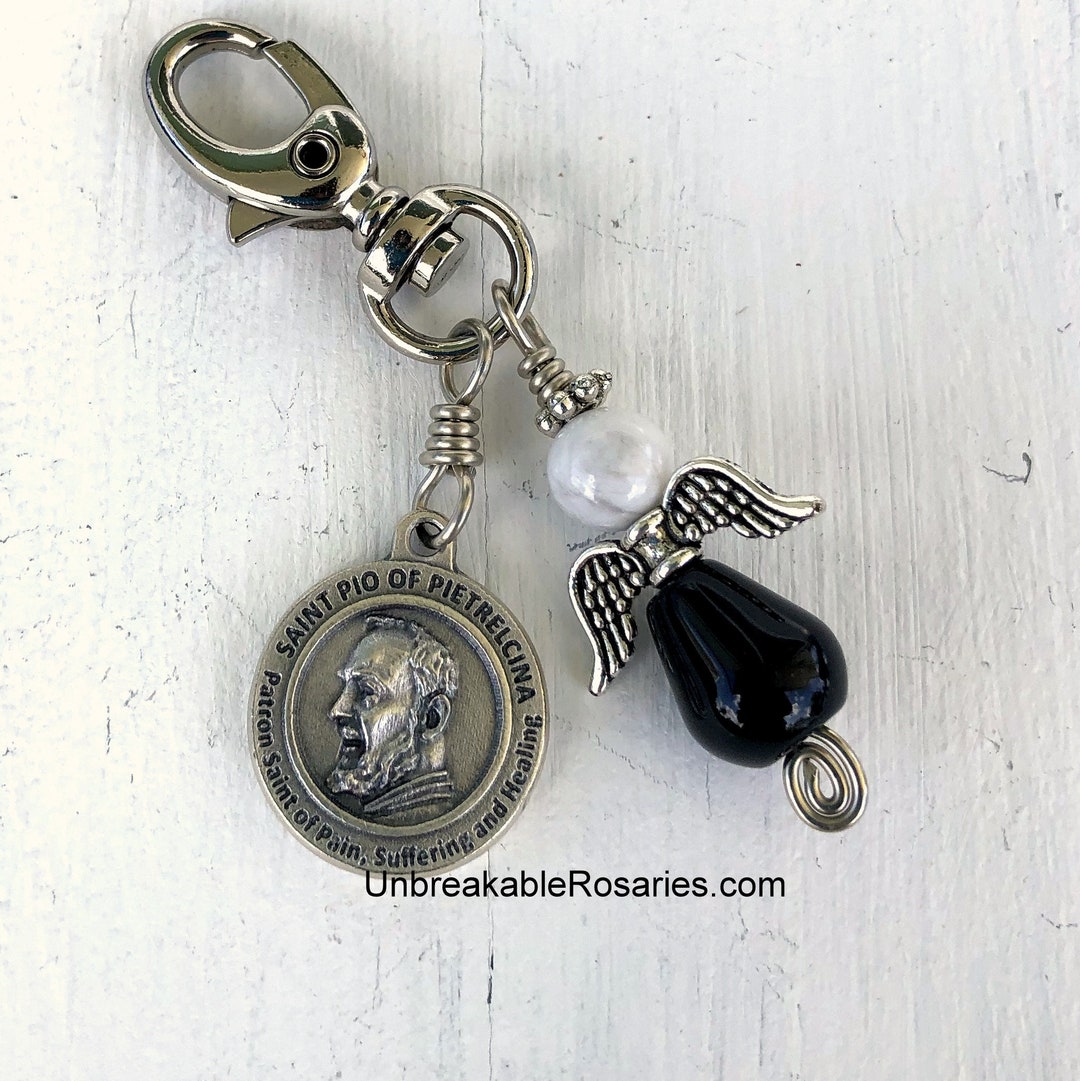 Saint Padre Pio Medal & Black Onyx Angel Charm: Healing Patron Saint - Etsy