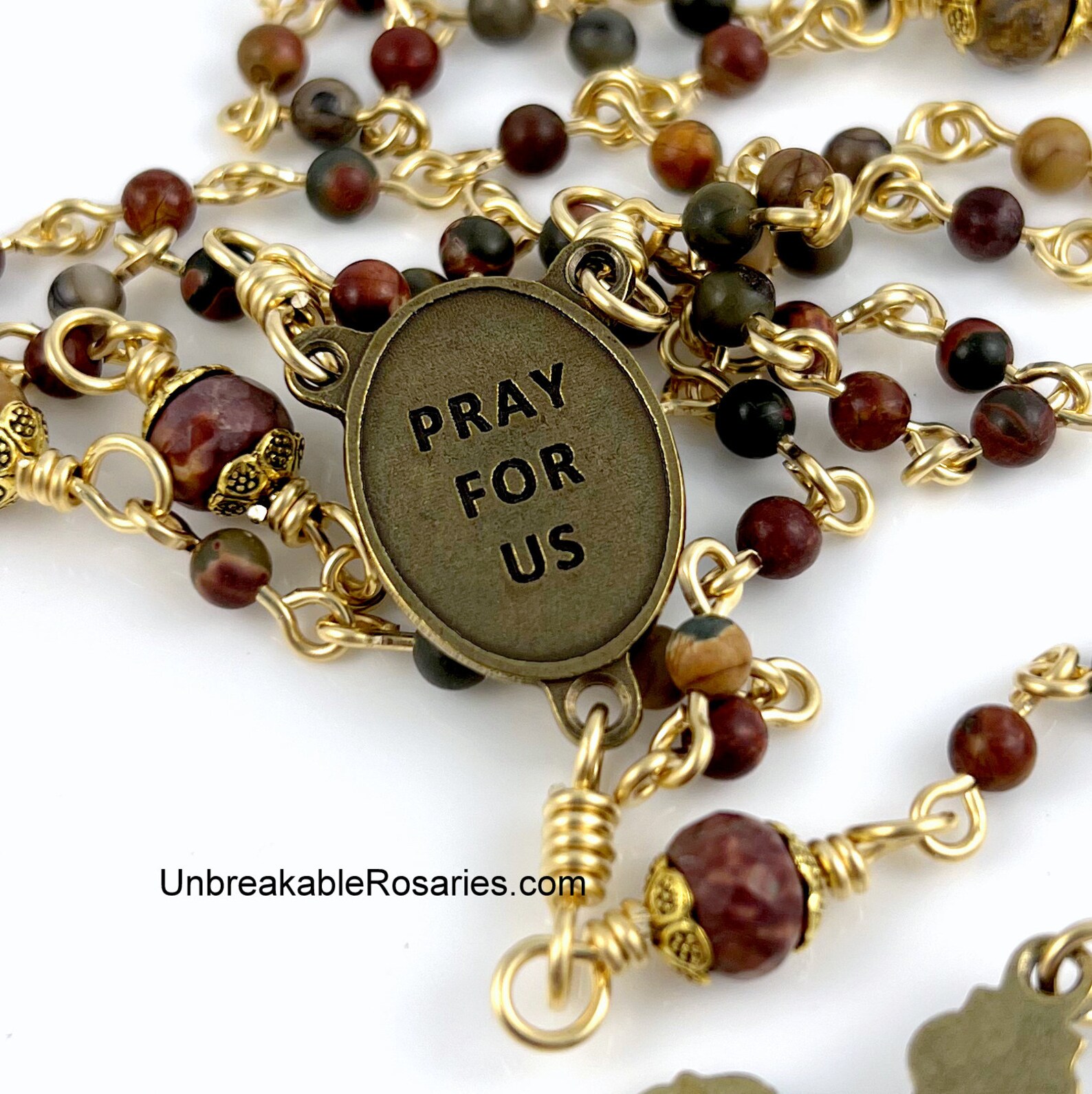 Bronze Virgin of Fatima Rosary in Matte Picasso Jasper W - Etsy